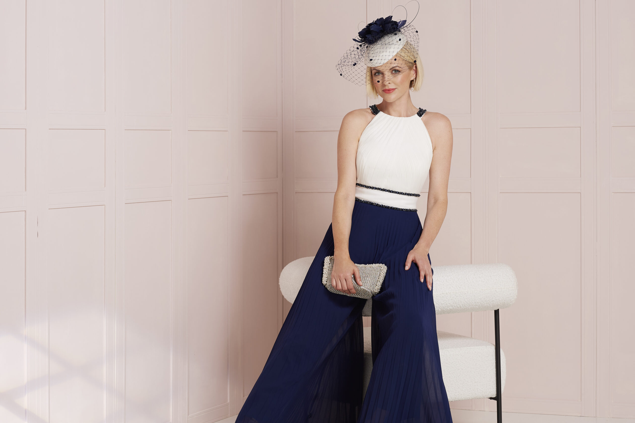 John Charles 66543 - Ivory/Navy - Mother of the Bride & Groom, Outlet